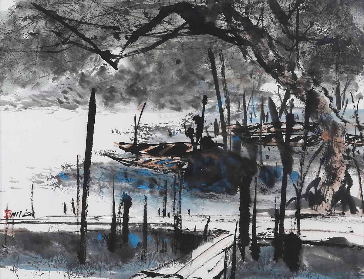 [Chong Chen Chuan] Fishing Village, undated - Daiichi Art